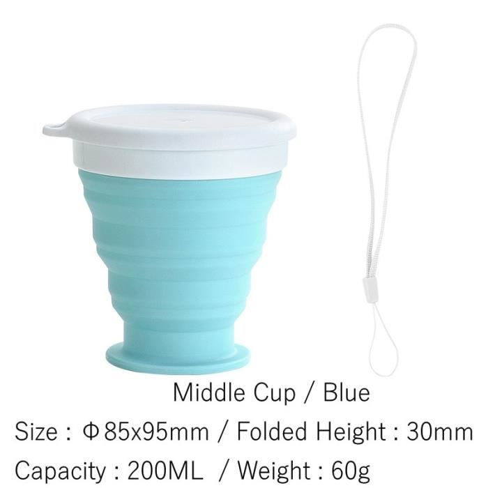 SERVICE A THE,200ml blue--Tasse pliante télescopique Portable en Silicone, 100-200-350ml, tasse ...