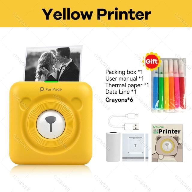 IMPRIMANTE,Yellow Printer--Mini-imprimante Photo Portable Bluetooth ...