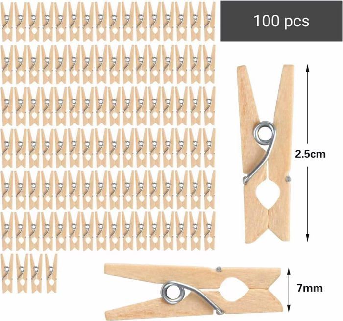 Mini Pince à Linge Bois,100 Pièces Pince à Linge Bois Petites Pinces à ...