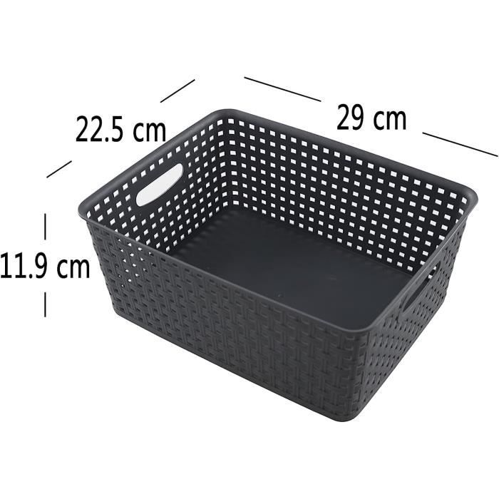 Dynko Gris Boite de Rangement Plastique sans Couvercle, Lot de 4 Caisse ...