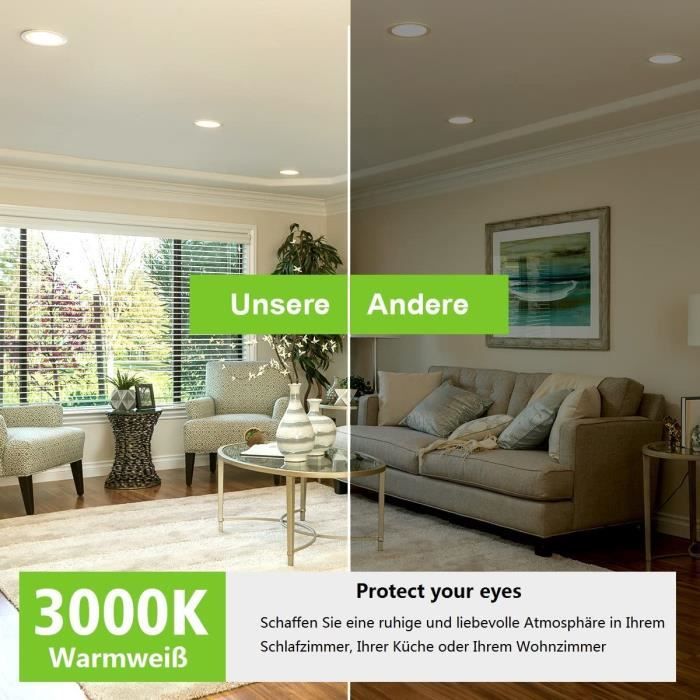 6 Pack LED Spots Encastrables Extra Plat Ultra-mince IP44 6W 500lm ...