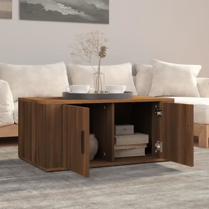 ETO- Table basse Chêne marron 80x50x36 cm Bois d'ingénierie ...