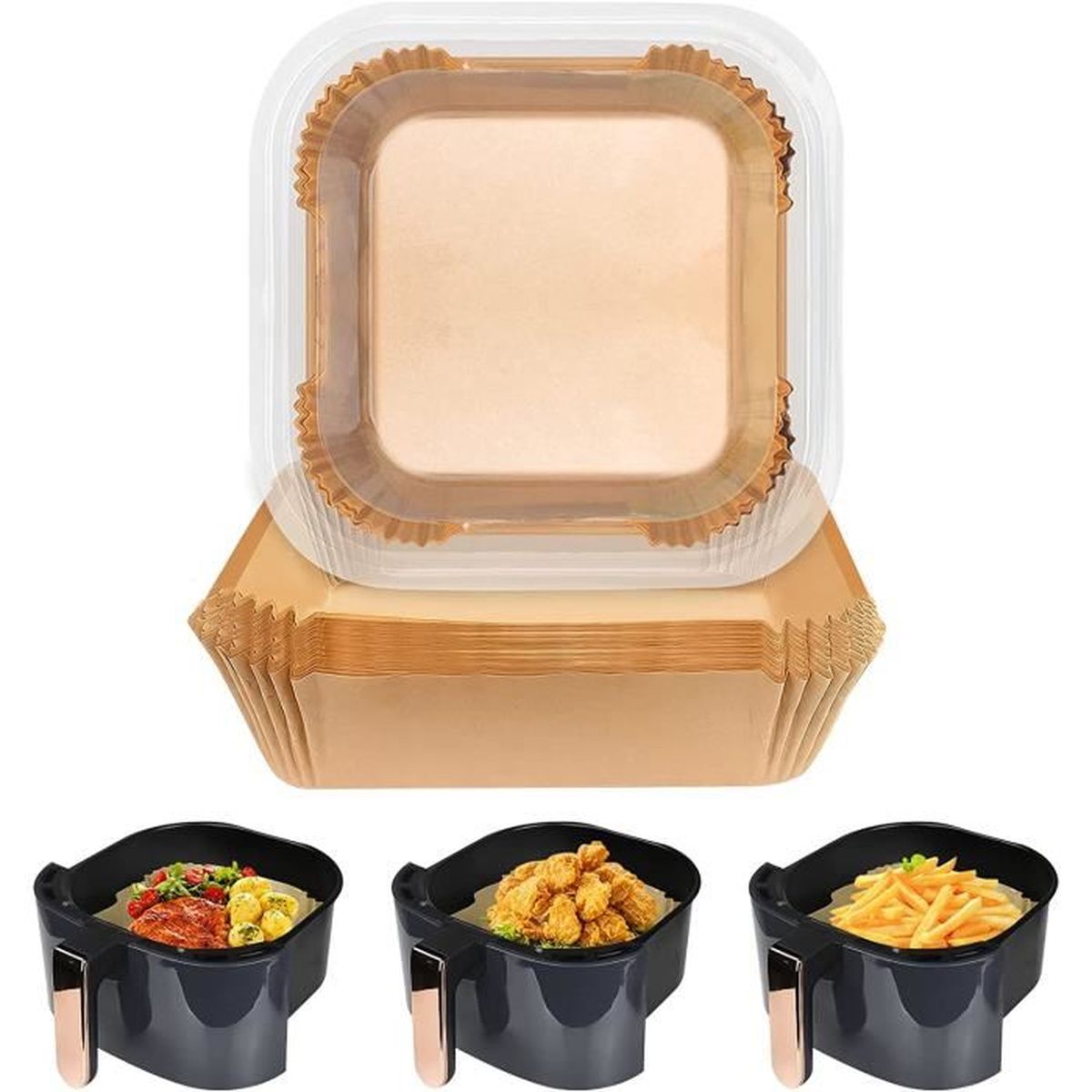 Papier Cuisson Air Fryer, 100 Pièces Papier Sulfurisé Air Fryer 20CM ...