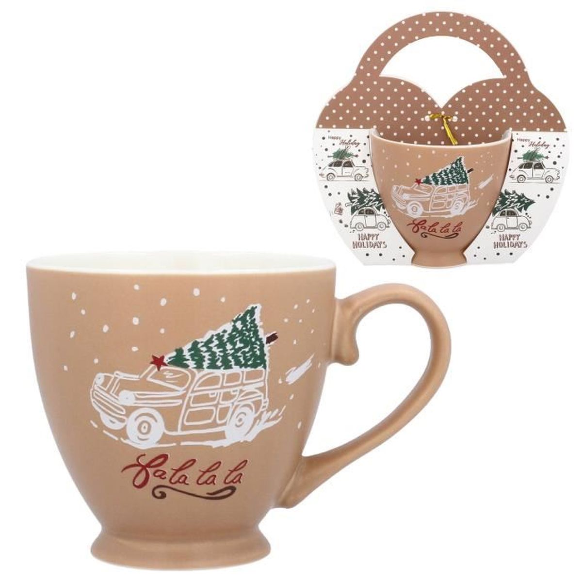 Mug de Noël en porcelaine beige, mug cadeau 390ml - Cdiscount Maison