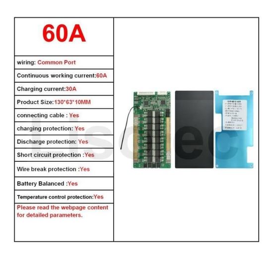 60 Port commun NTC-Lifepo4 19S-Bms Avec Balance De Cellule Ntc Li-ion 60v 72v Et Lifepo4 18650 ...