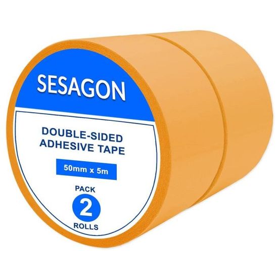 Lot de 2 bandes adhésives double face extra fortes 5 m x 50 mm idéales ...