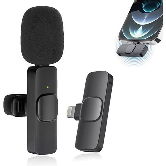 Microphone Lavalier sans Fil pour iPhone iPad, Microphone sans Fil Plug and Play avec ...