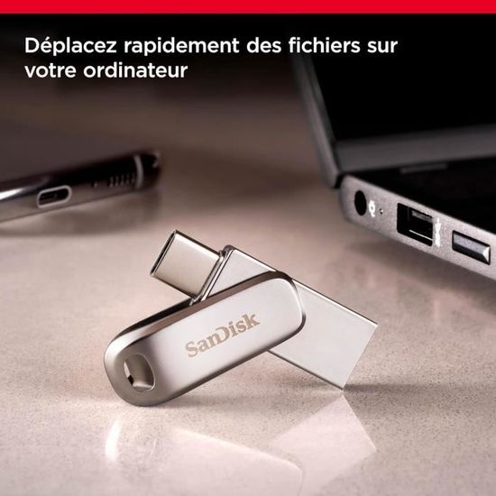 Clé USB SanDisk 512 Go Ultra Dual Drive Luxe - USB Type-C et USB Type-A ...