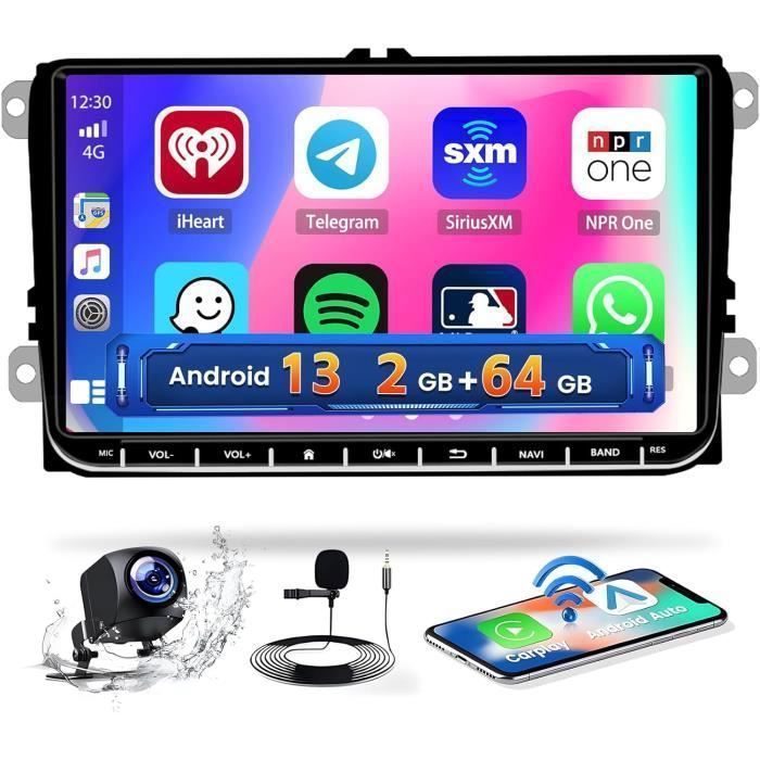 2+64G Android 13 Autoradio pour VW Golf 5 6 Seat Passat Skoda Carplay sans Fil GPS WiFi, 9 ...