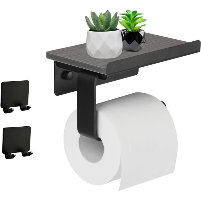 Toilet Paper Holder with Shelf,Support pour papier toilette Noir.[Y1424 ...