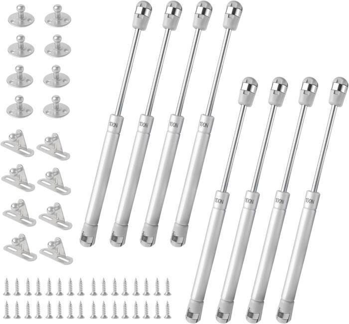 Lot de 8 vérins à gaz 100 N pour porte d'armoire, support de vérin à ...