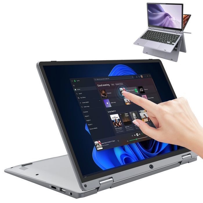 PC Portable-écran tactile 12" HD-Intel Celeron-360° Rotation-Ordinateur ...