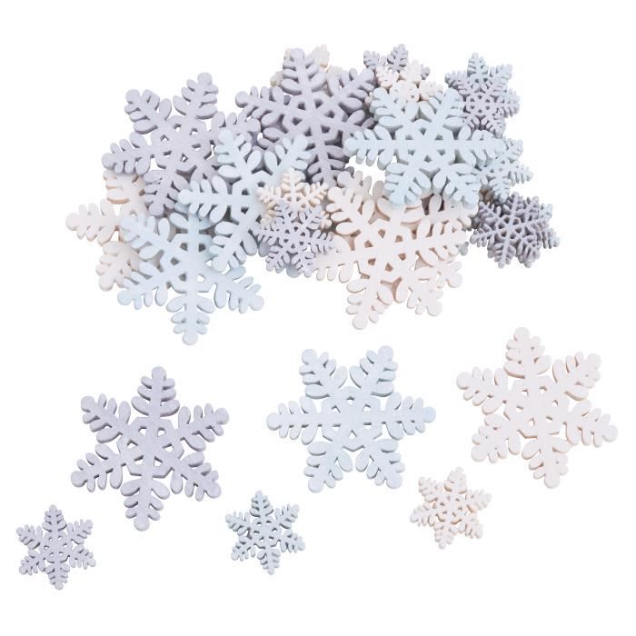 Mini-décorations - Vasa - Flocons de neige en bois - 36 pièces - 2 cm ...