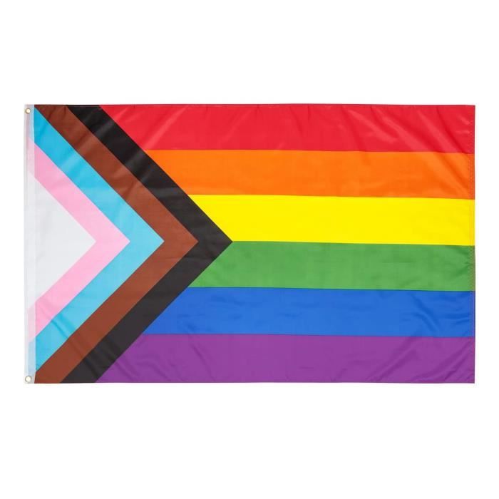 Drapeau Progress Pride 90X150 Cm - Résistant aux intempéries ...