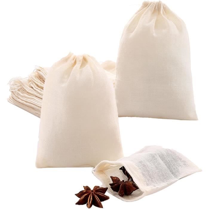 20Pcs 10 * 15Cm Sachet The A Remplir Reutilisable,Sachet En Mousseline ...