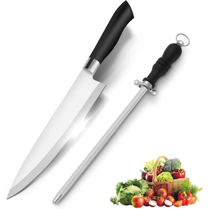 Set De Couteaux De Chef Avec Tige D'Affûtage, Couteau De Cuisine ...