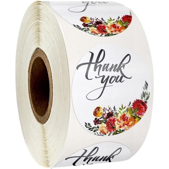 Autocollant 3 Rouleaux de Stickers de Remerciement Floraux 500 pcs ...