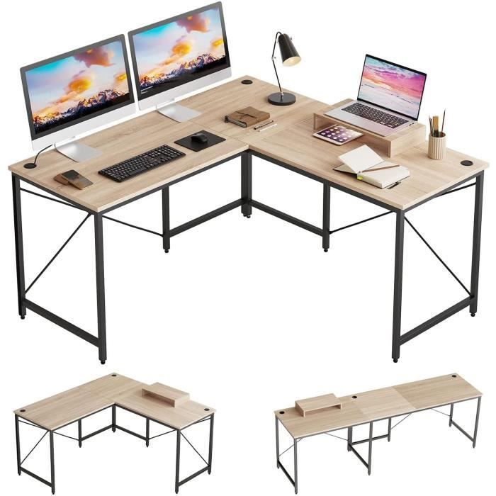 Bureau d'angle réversible en forme de L avec support CPU 240 cm Table ...
