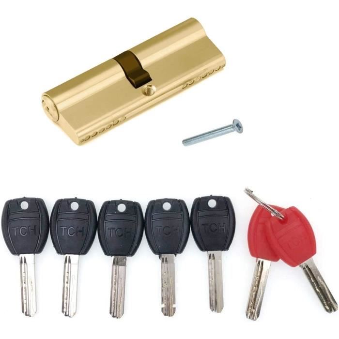 Cylindre de serrure de porte en laiton 40-40 (80 mm) avec 7 clés pour ...