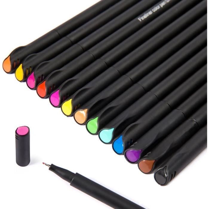 12-24 Couleurs Stylo Set, 0.38mm Couleur Fine Liner Point Esquisse ...