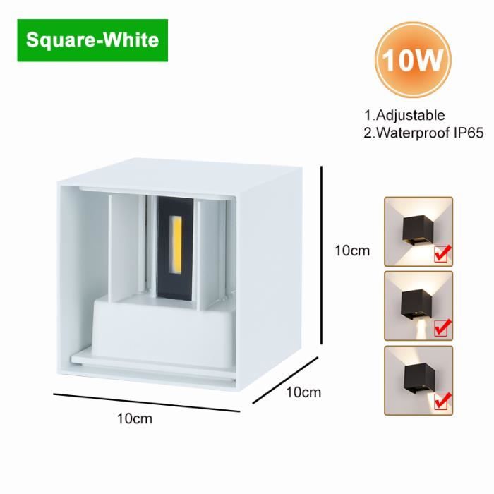Émettre de la couleur Square-White-10W Puissance No Sensor Color Warm ...