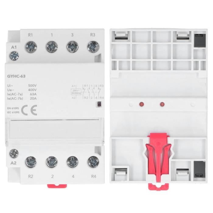Cikonielf Contacteur modulaire 4P Contacteur Modulaire Module Électronique Durable Portable 50Hz ...