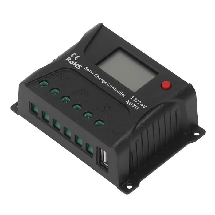 EJ.life Contrôleur de solaire Régulateur de Batterie Solaire, Contrôleur de Solaire 10 A 12 V 24 ...