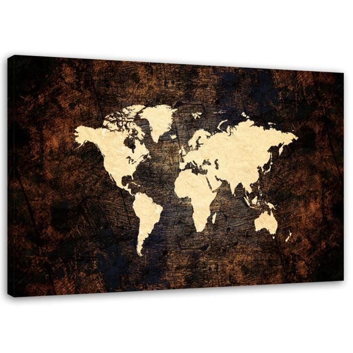 Tableau sur toile, Carte du monde brune (P-1536) 120x80 cm - Cdiscount ...