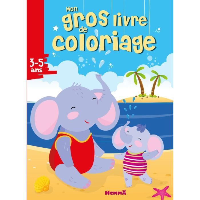 Livre de coloriage - Hemma - Élephants à la plage - 192 pages - Pour ...
