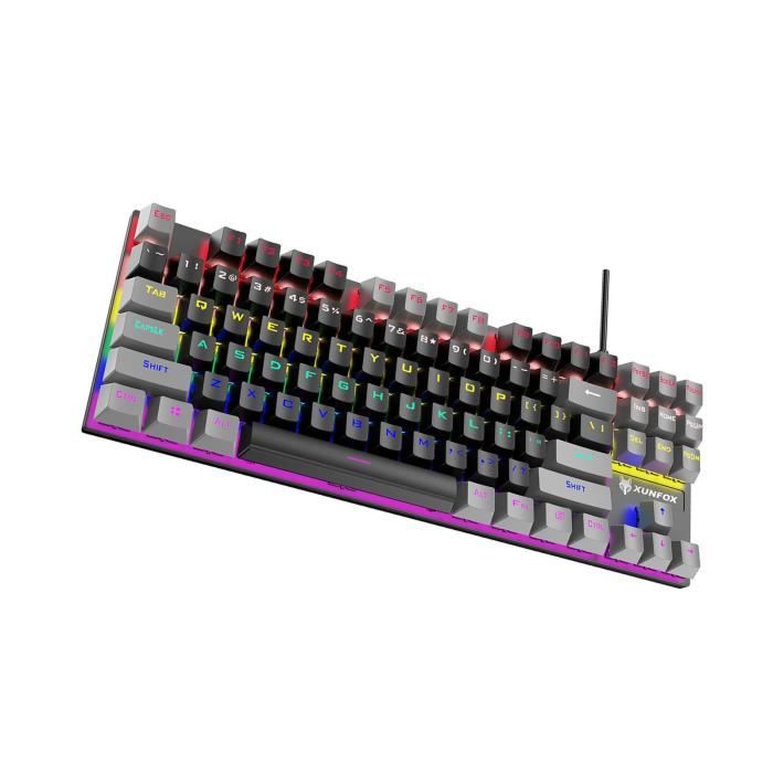 Clavier mécanique de jeu RVB 87 touches USB filaire 34.5x12x3.5cm ...