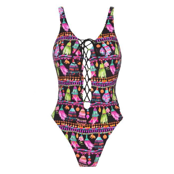 Maillots de bain femme simple Plage Swing Vacances sexy 1 pièces Col en ...