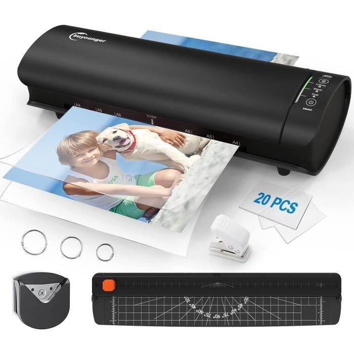 Plastifieuse,6-en-1 Laminator A4 avec 20 Pochettes, Machine à ...