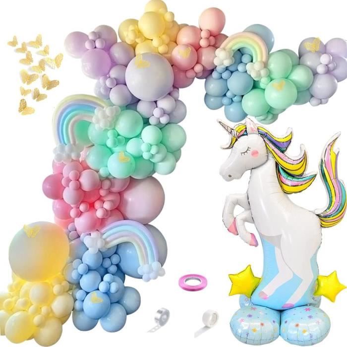 Decoration Anniversaire Fille Licorne,Kit Arche Ballon Pastel avec 3D ...