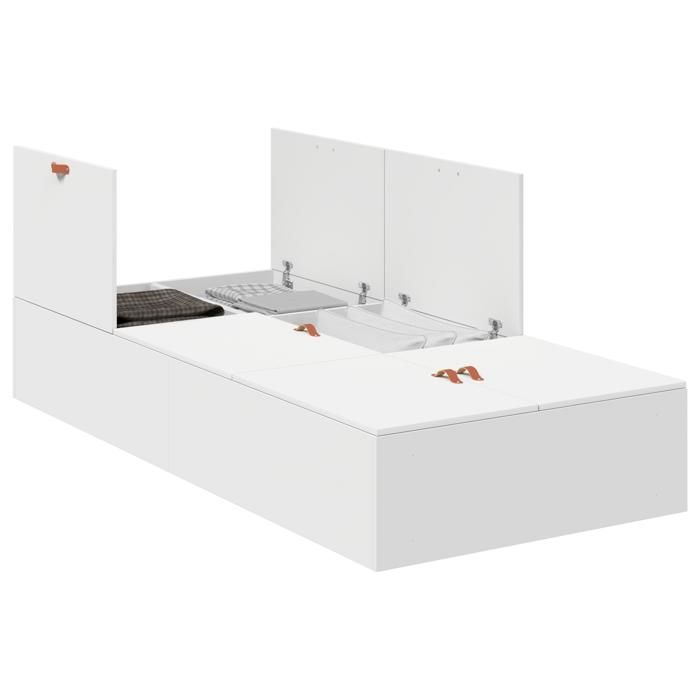 Cadre de lit de rangement,Lit 1 place, Cadre de lit simple - Blanc ...