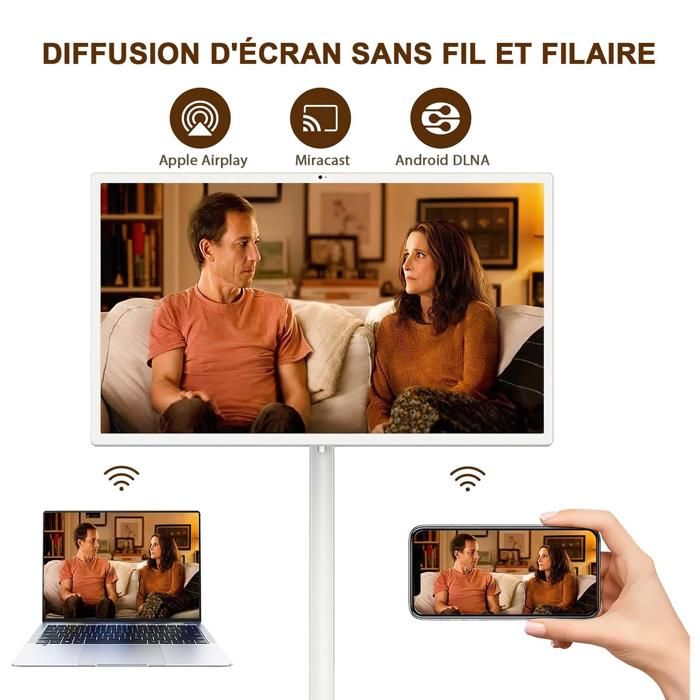 Écran Intelligent Mobile 24” FHD Tactile, Android 12, Batterie 6h ...