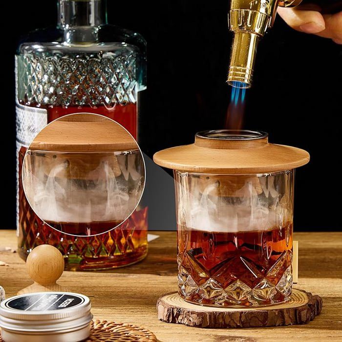 Set de Cocktail Smoker Fumoir à Whi avec 6 Bois Aromatiques Torche et 4 ...
