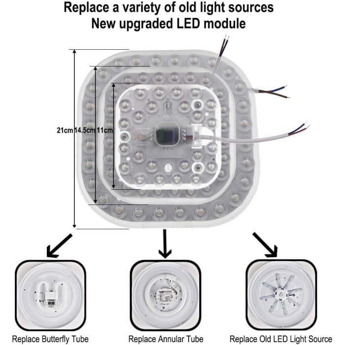 Pack de 2 Module LED, Kit de Conversion pour Plafond avec Aimant, Panel ...