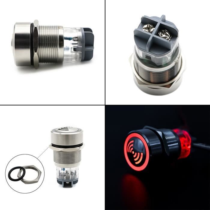 Buzzer Métal 220V 16MM Rouge Dispositif'avertissement de haut parleur ...