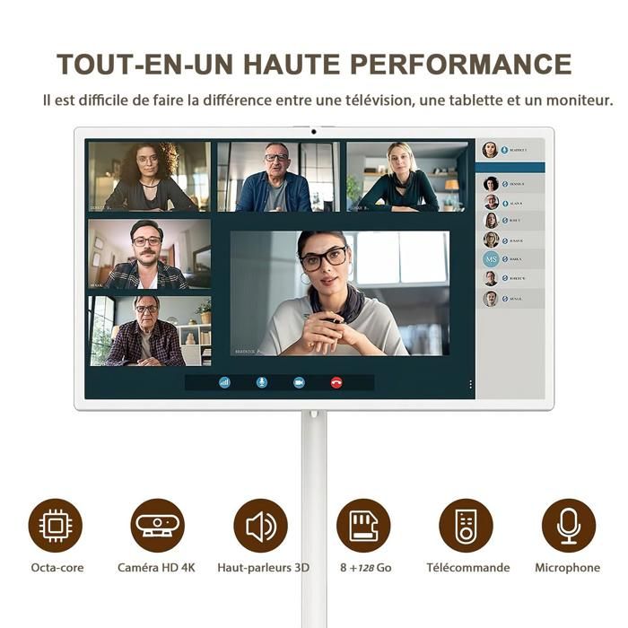 Écran Intelligent Mobile 24” FHD Tactile, Android 12, Batterie 6h ...