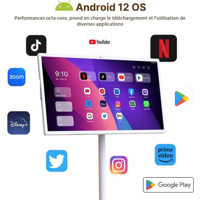 Écran Intelligent Mobile 24” FHD Tactile, Android 12, Batterie 6h ...