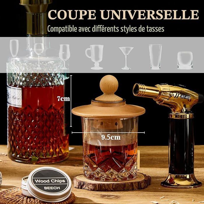 Set de Cocktail Smoker Fumoir à Whi avec 6 Bois Aromatiques Torche et 4 ...