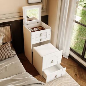 Coiffeuse avec miroir rabattable et éclairage LED - Cdiscount