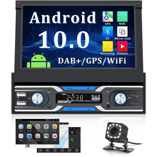 Dab+ Autoradio Android 1 Din Navi, 7" Écran Tactile Rétractable Flit Out Radio Supporte ...