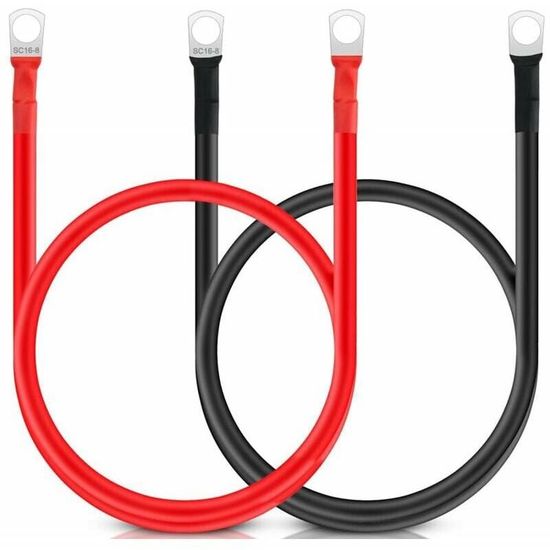 Lot de 2 câbles de batterie M8 50 cm, câble de batterie 12 V, câble d ...