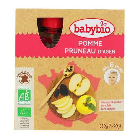 Babybio - Gourde Pomme Pruneau - Bio - 4x90g - Dès 6 mois - Achat / Vente céréales bébé Babybio ...