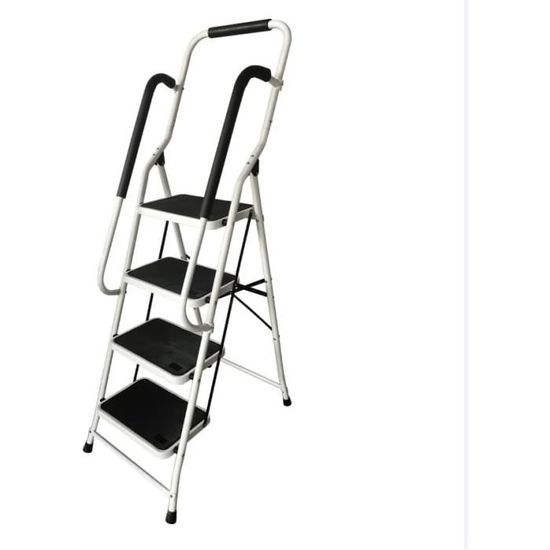Escabeau pliable 4 marches - Avec main courante - Stable - En acier ...