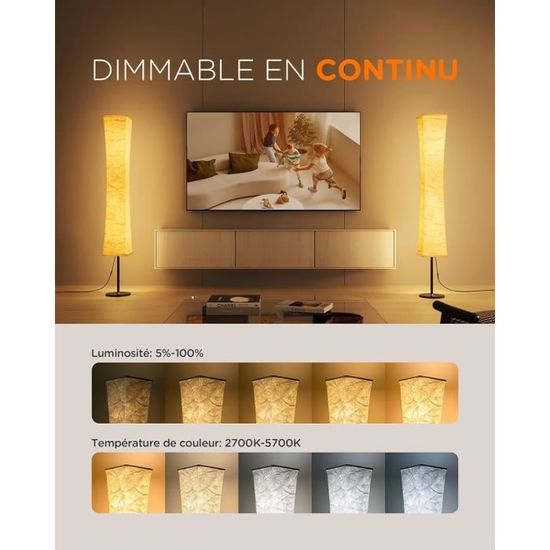 Lampadaire Sur Pied Salon, Led Lampadaire Dimmable Intelligent Avec Télécommande Et ...
