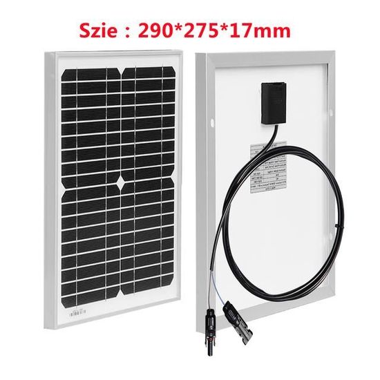 Panneaux solaires,10W A--Panneau Solaire Rigide 10w En Verre Trempé 12v, Avec Chargeur De ...