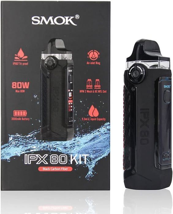 Fibre de carbone noire Smok IPX 80 Kit 5.5ml | Original SMOK IPX 80 Kit ...