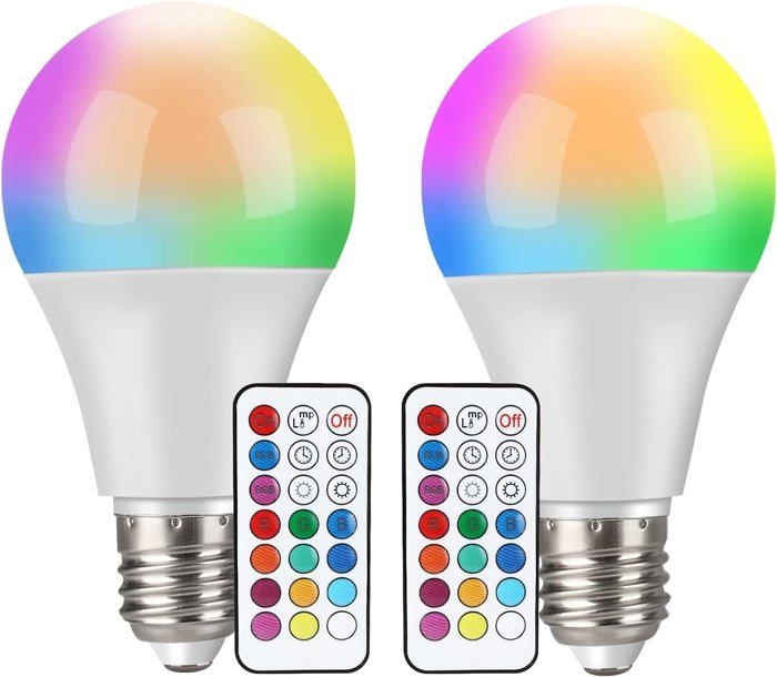 Ampoules LED Couleur 2 Pack 10W LED Bulbs E27 RGBW Dimmable avec ...